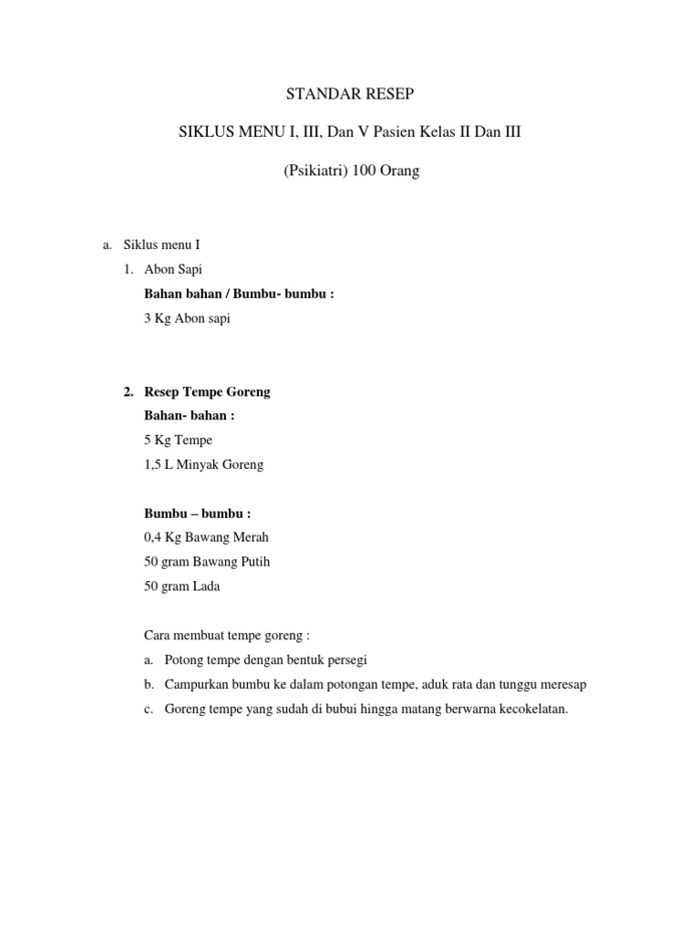 Standar Resep | PDF