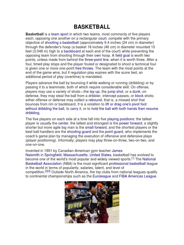 BASKETBALL | PDF | Team Sports | Ball Games