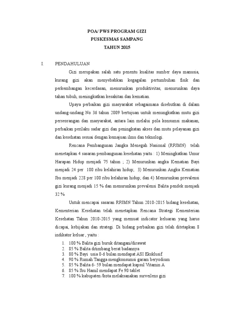 Contoh Poa Gizi | PDF