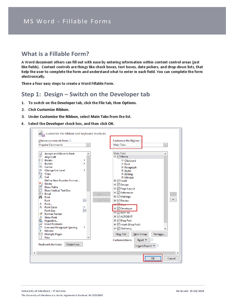What Is A Fillable Form?: MS Word - Fillable Forms | PDF | Microsoft ...