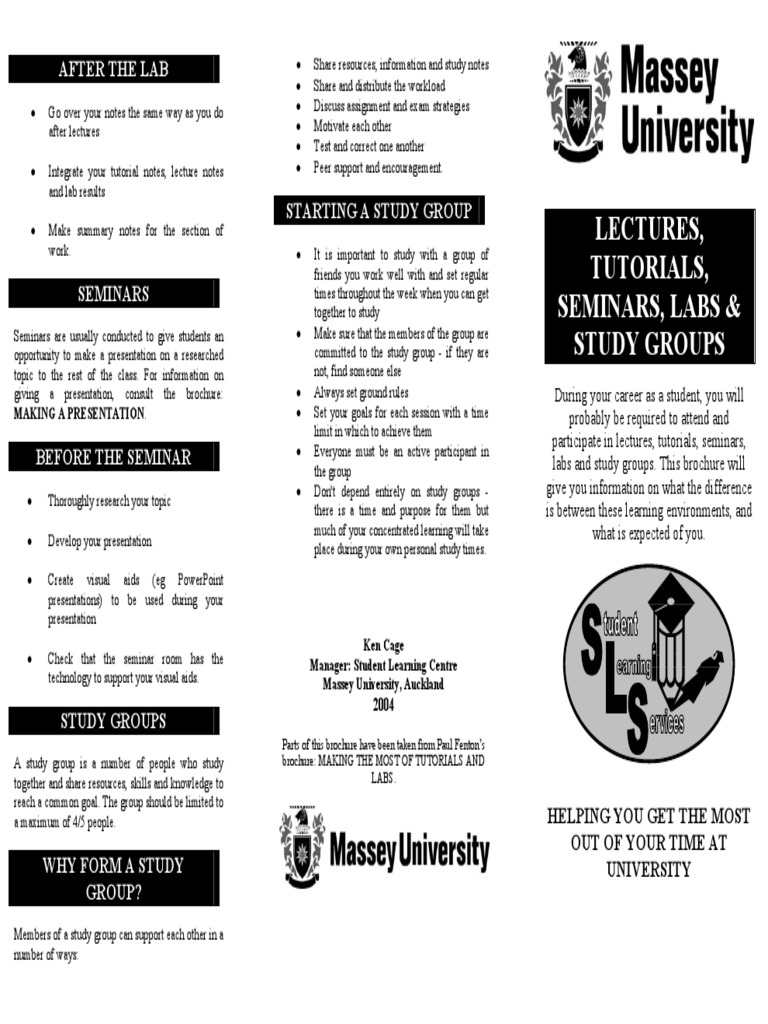 Lectures, Tutorials, Seminars, Labs & Study Groups: After The Lab | PDF ...