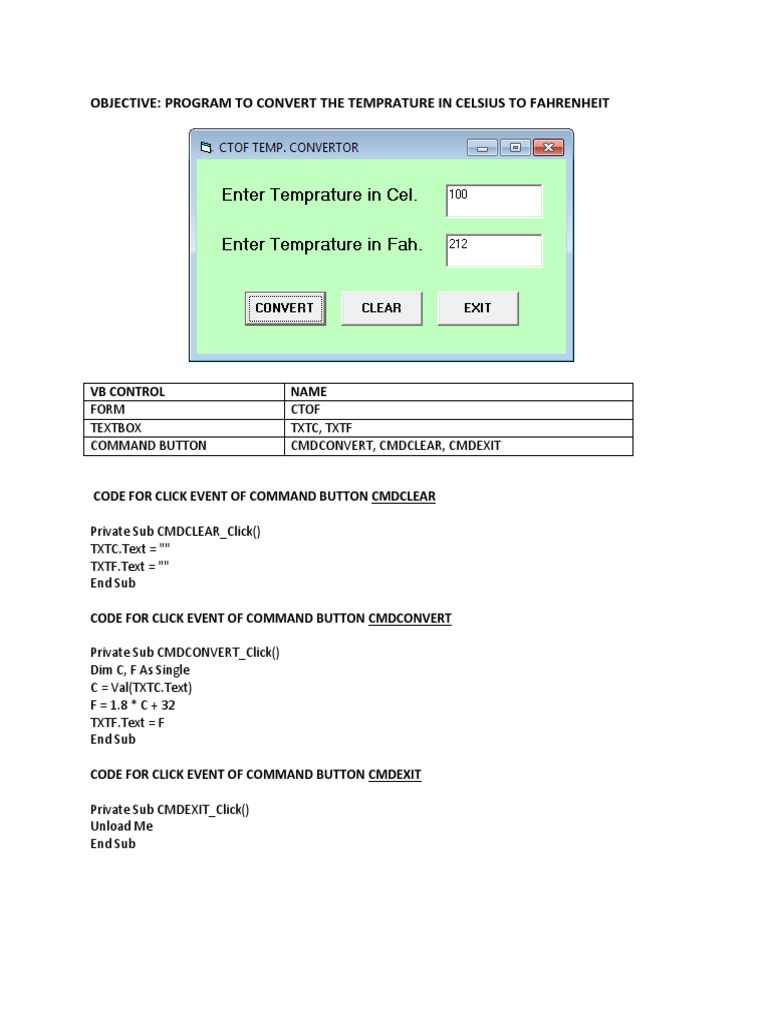 Practical File VB Class X | Download Free PDF | Fahrenheit | Computer Programming