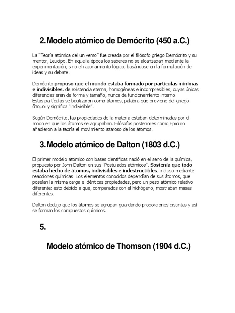 Modelo Atómico de Demócrito | PDF | Átomos | Electrón