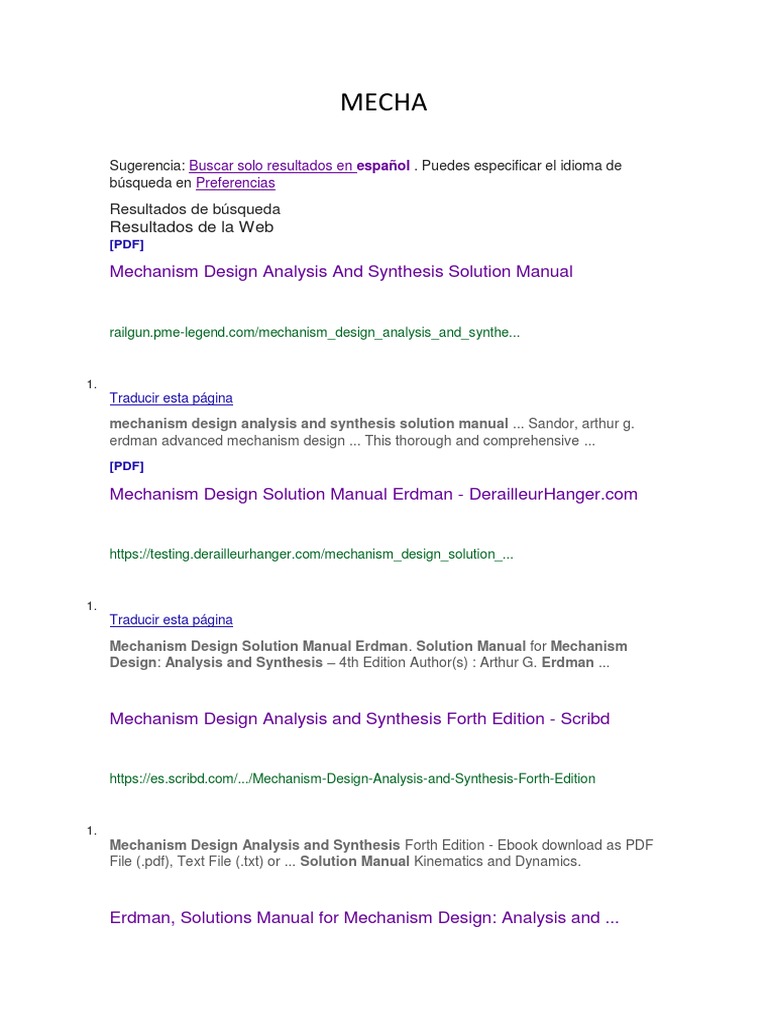 Mecha: Mechanism Design Analysis and Synthesis Solution Manual | PDF ...