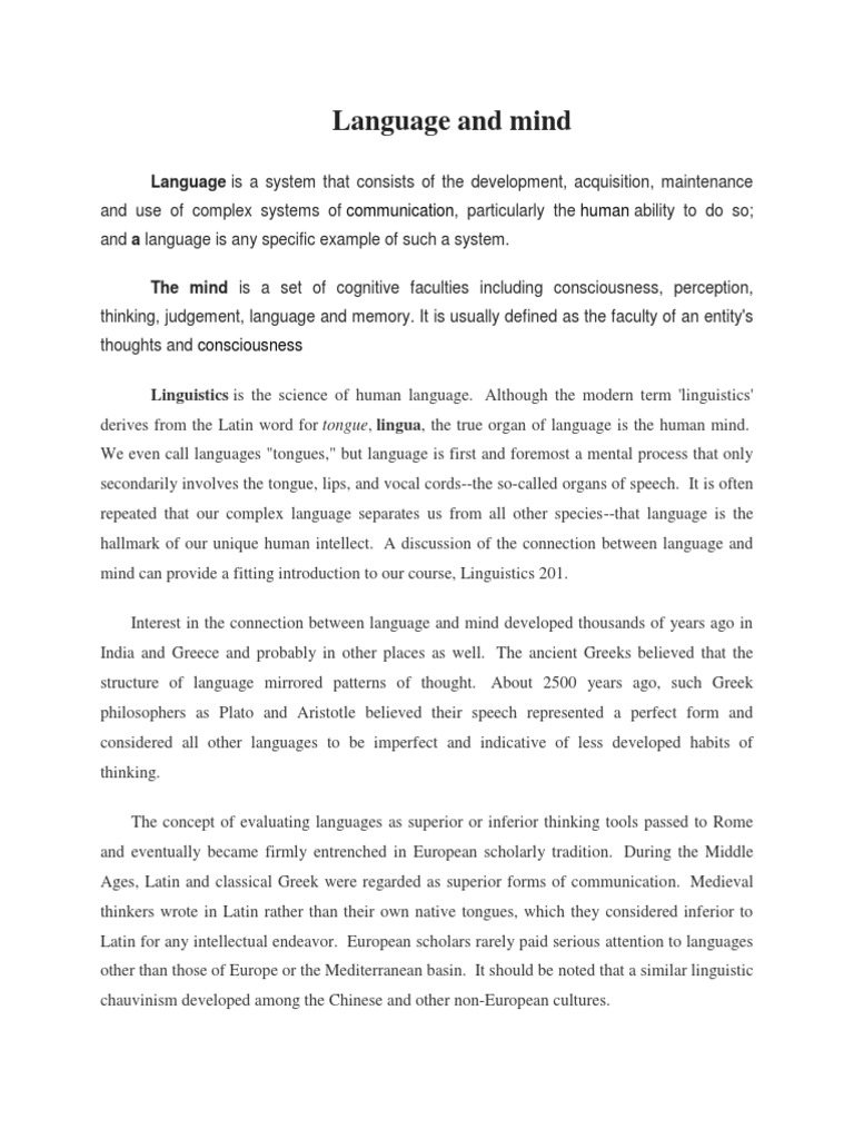 Language and Mind | PDF | Linguistics | Mind