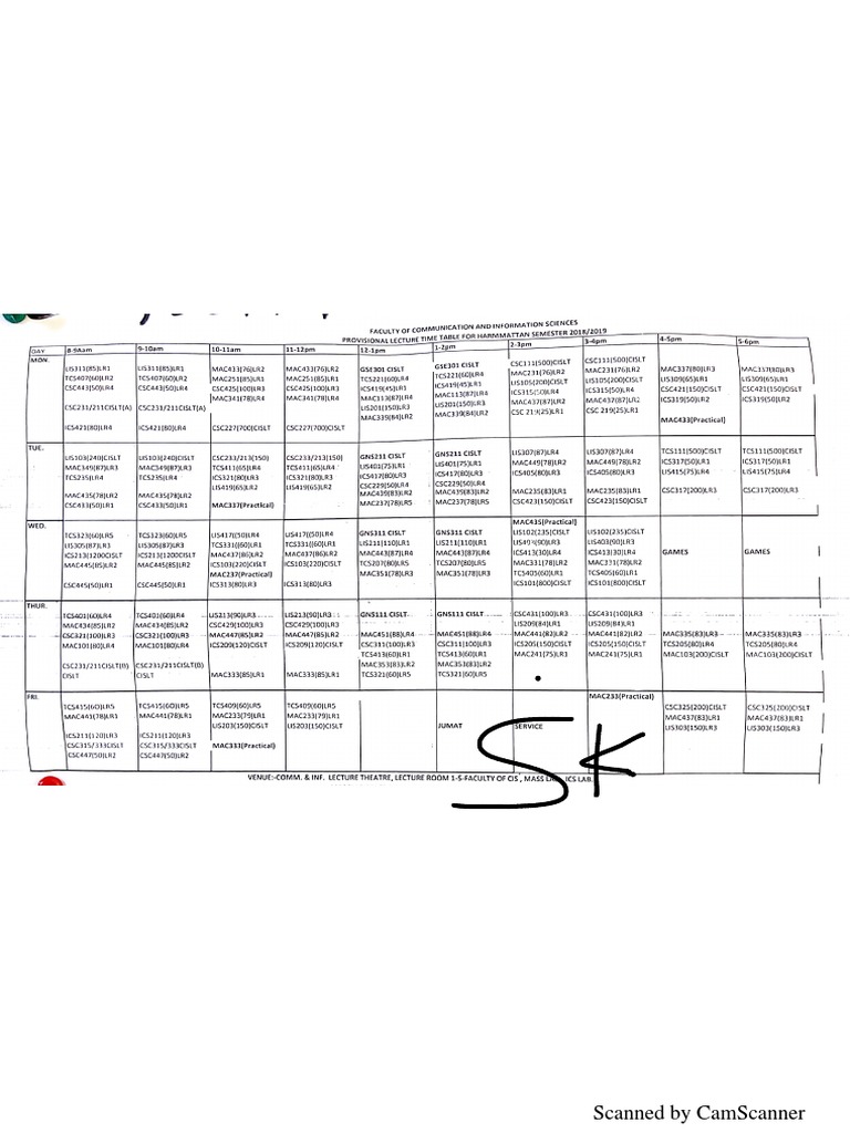 Faculty Time Table | PDF