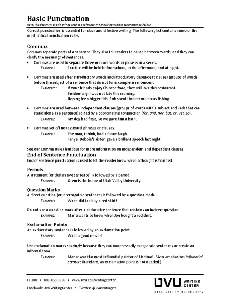 Basic Punctuation Rules | PDF | Comma | Punctuation