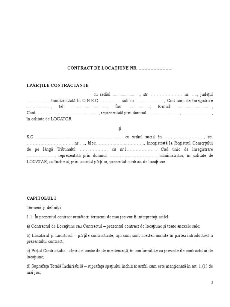 Model Contract Locatiune 1 | PDF