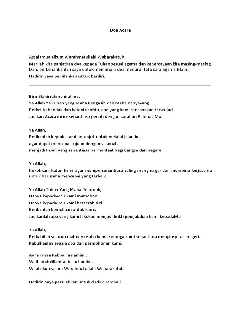 Teks Untuk Doa Formal | PDF | Gaya Hidup
