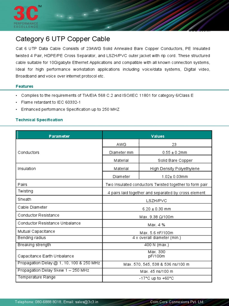 Category6 Utp Copper Cable | PDF | Electrical Engineering | Electrical ...