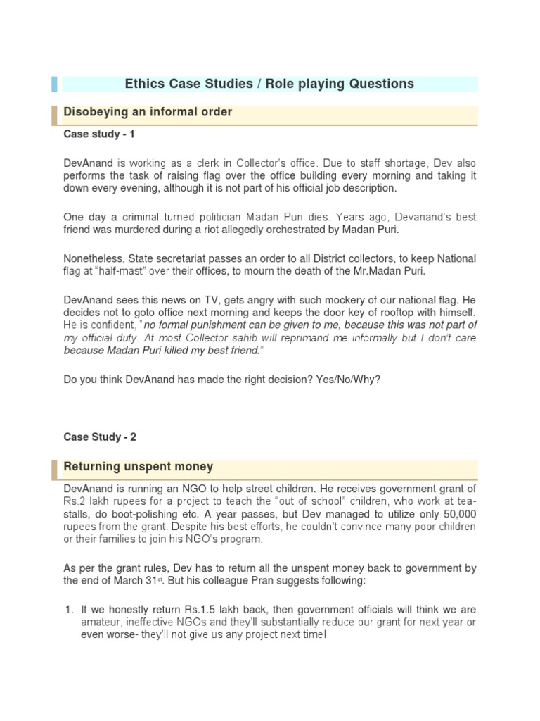 Case Studies - Ethics | PDF | Business
