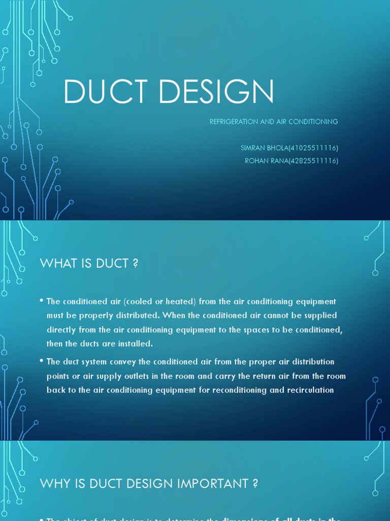 Duct Design | PDF | Duct (Flow) | Air Conditioning