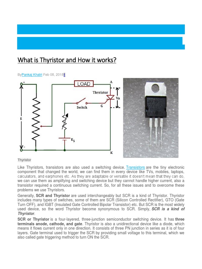 What Is Thyristor and How It Works?: Pankaj Khatri | Download Free PDF ...