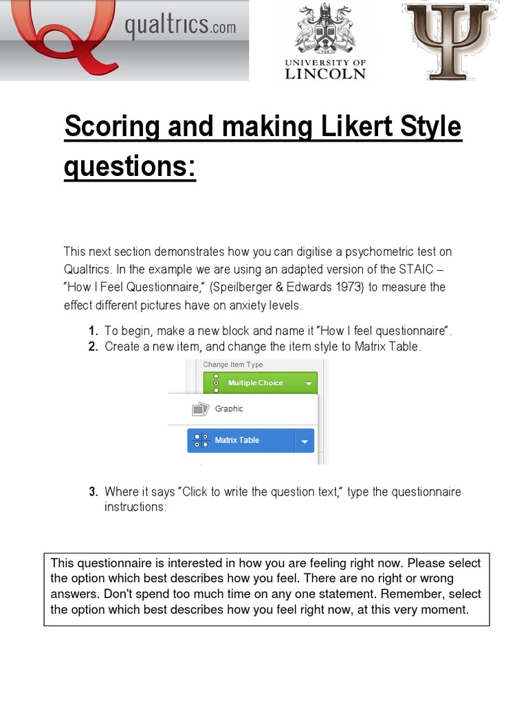 Likert Scale Questionnaire Setup Guide | PDF | Psychometrics | Likert Scale