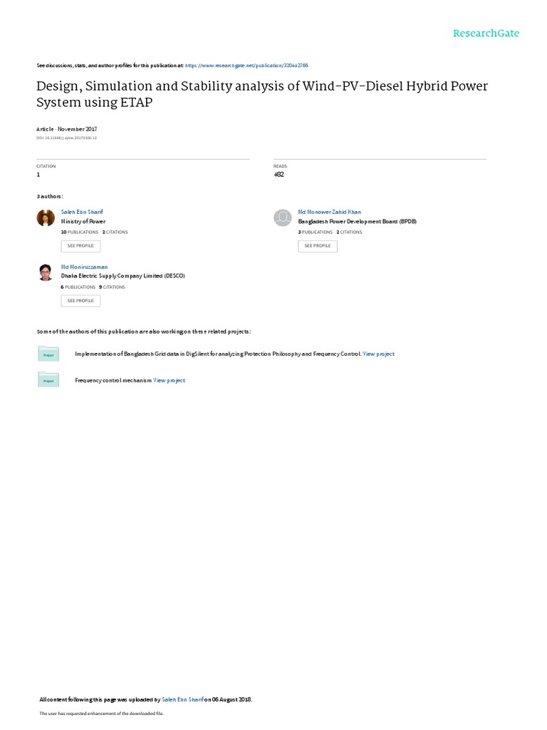 Design, Simulation and Stability Analysis of Wind-PV-Diesel Hybrid ...