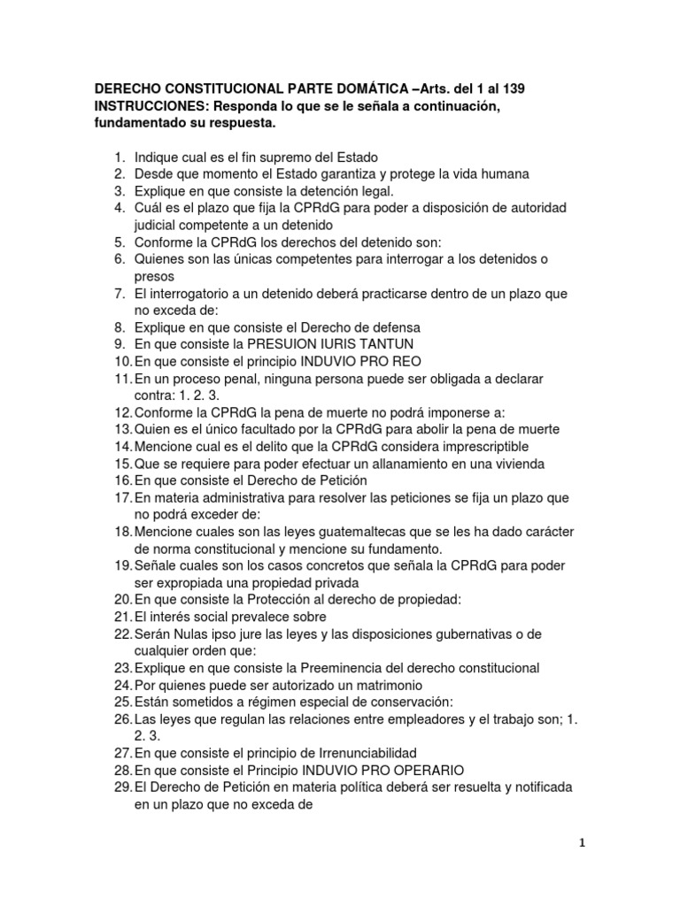 Hoja de Trabajo de Derecho Constitucional | PDF | Constitución | Caso ...
