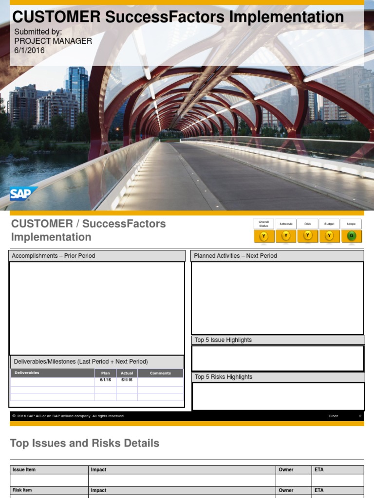 Customer Successfactors Implementation: Submitted By: Project Manager 6 ...