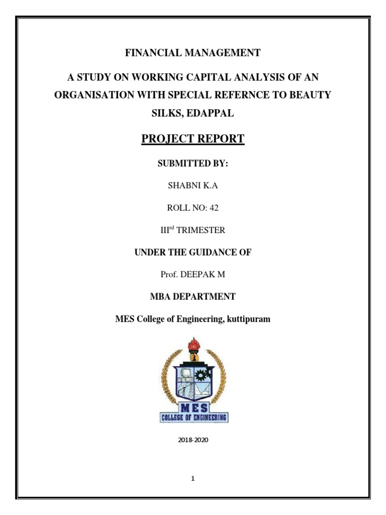 FM Project Report | PDF | Textile Manufacturing | Working Capital