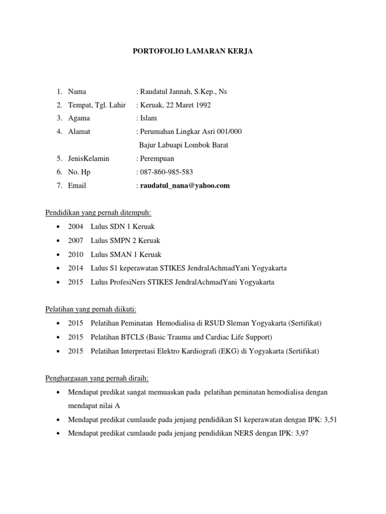 Portofolio Lamaran Kerja | PDF