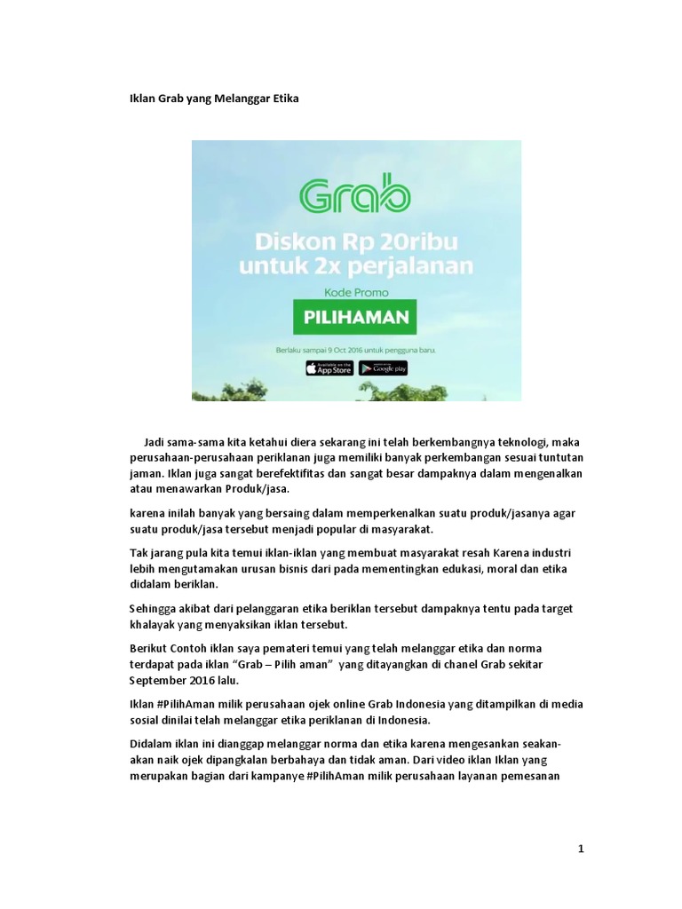 Persentasi Iklan Grab Pilih Aman | PDF