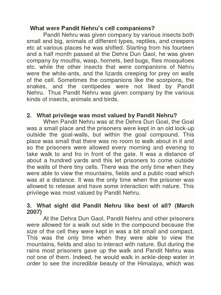 What Were Pandit Nehru | PDF | Insects | Prison