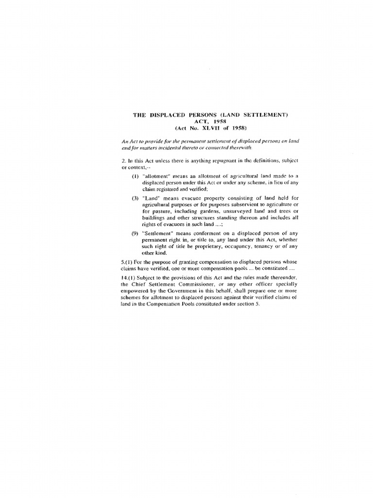 The Displaced (Land ACT, 1958 | PDF | Public Sphere | Social Institutions