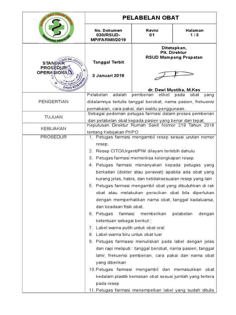 SPO Pelabelan Obat | PDF