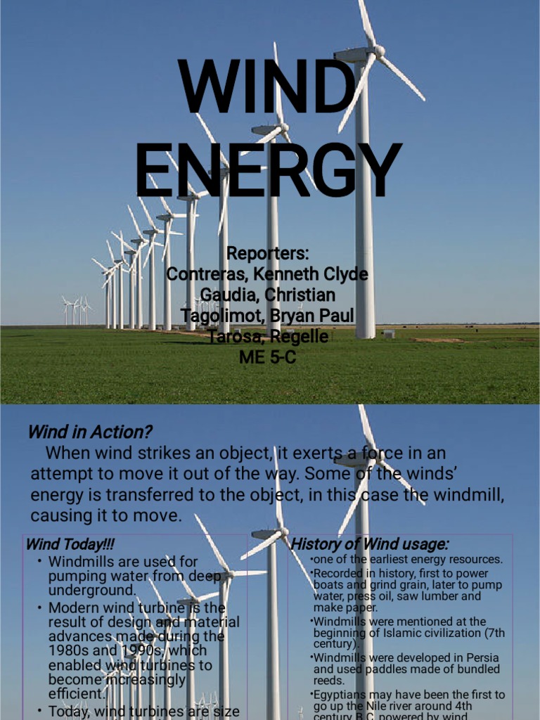 Wind Energy: Reporters: Contreras, Kenneth Clyde Gaudia, Christian ...