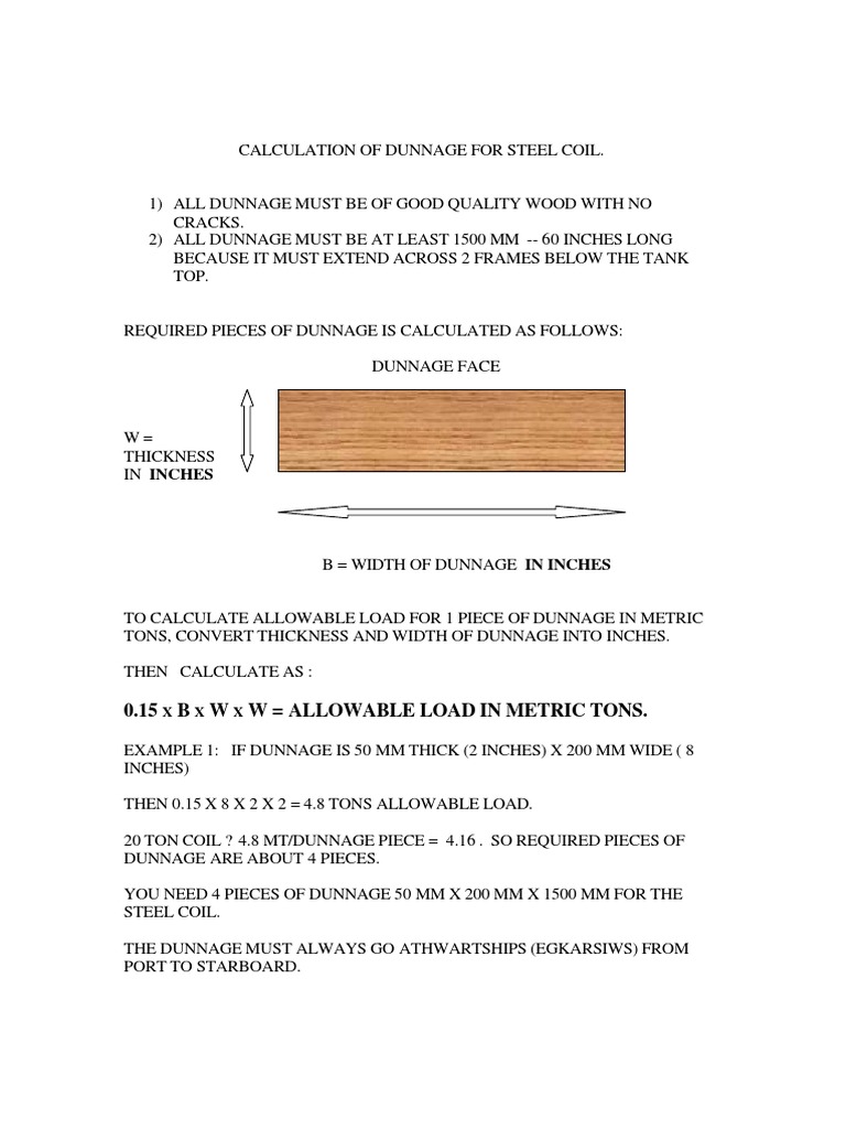 Calculating Dunnage Requirements for Steel Coils | PDF | Inch | Ton