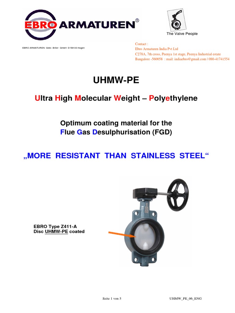 Ebro Butterfly Valves For FGD Application | PDF | Wear | Polyethylene