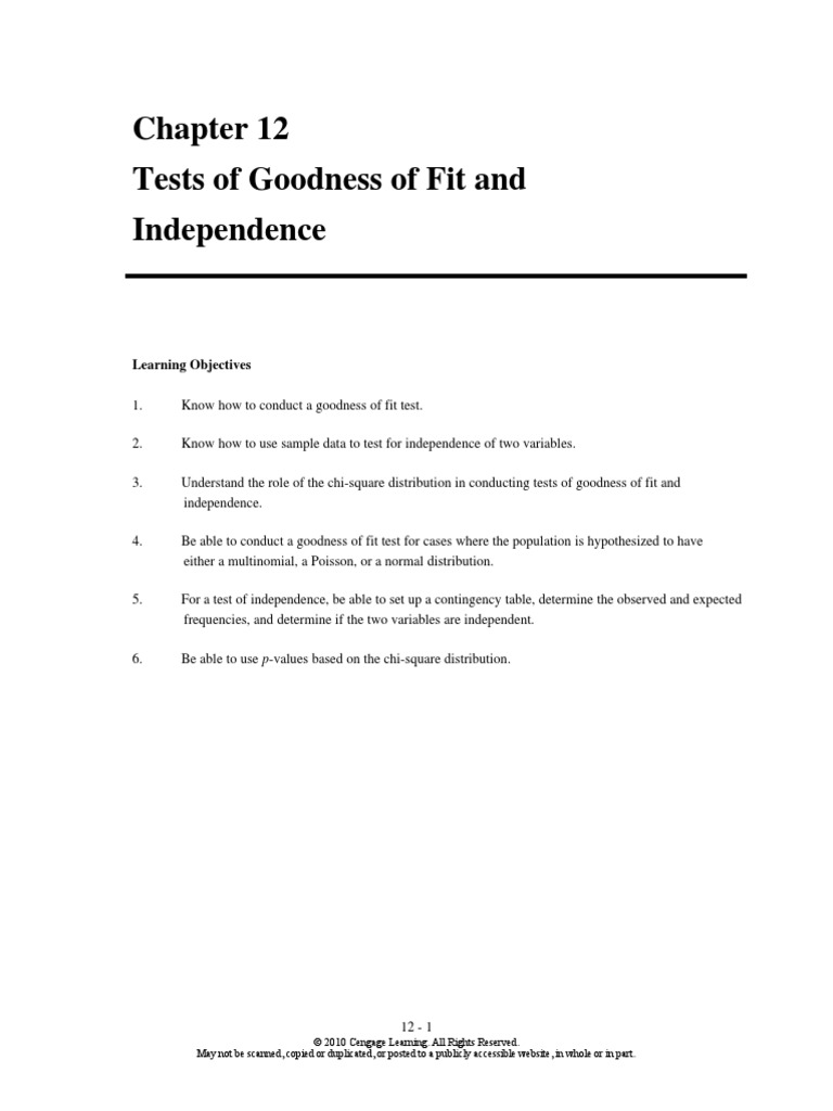 Chapter 12 Tests of Goodness of Fit and Independence | Download Free ...