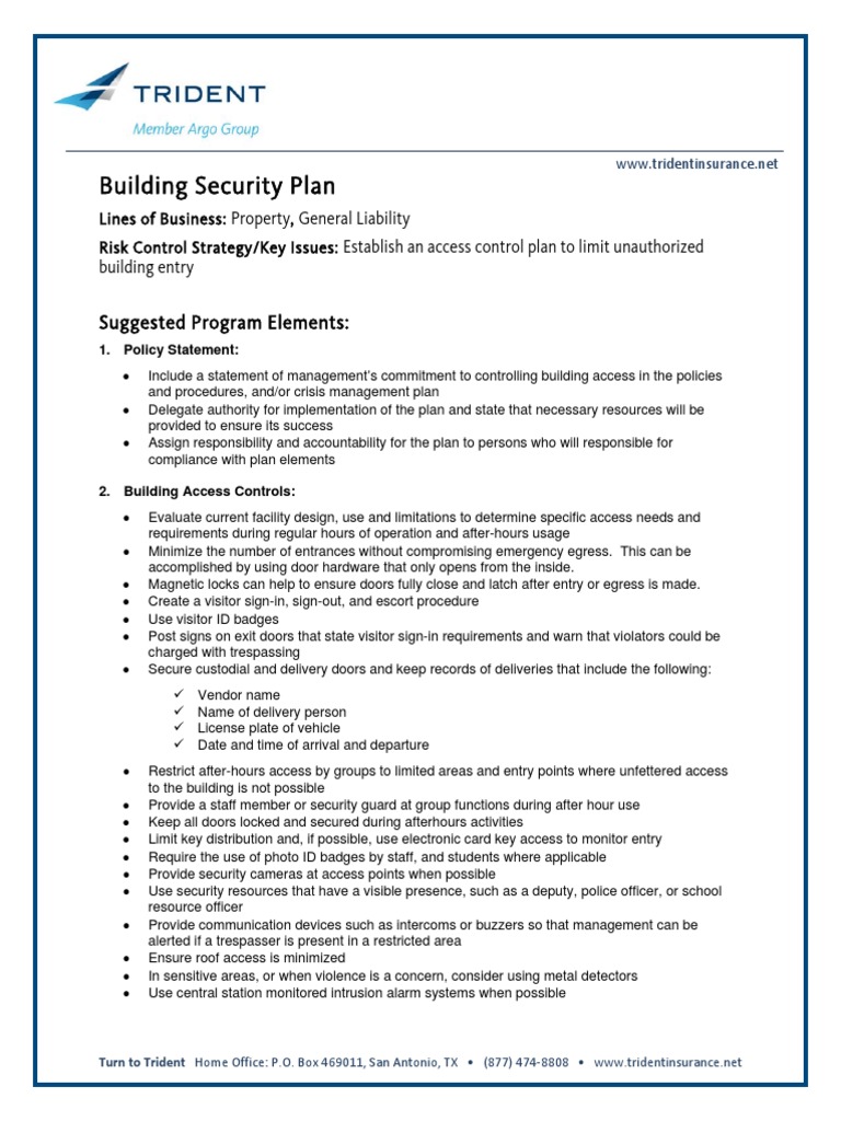 Building Security Plan: Suggested Program Elements | Download Free PDF ...