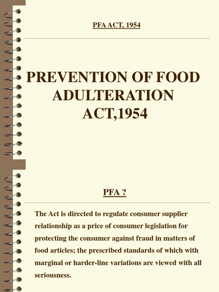 Prevention of Food Adulteration ACT, 1954 | PDF | Flavor | Antioxidant