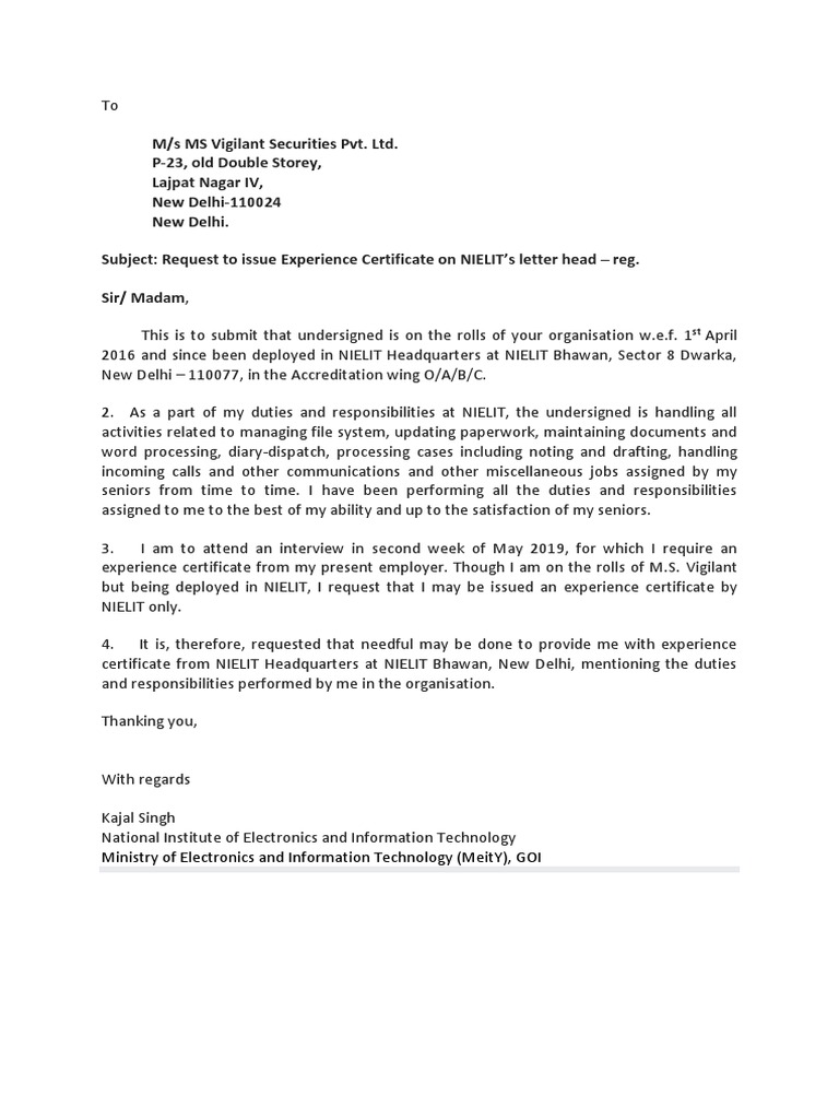 Experince Letter Format | PDF