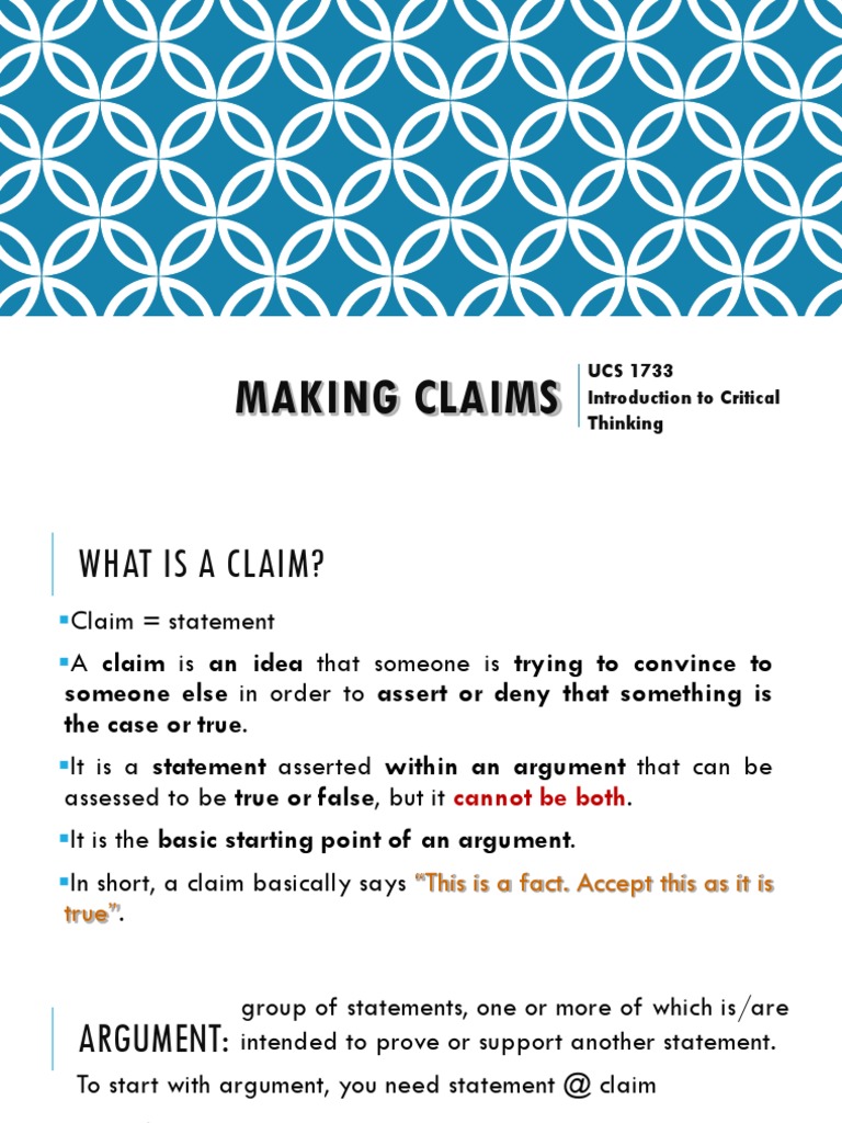 Topic 2 Making Claims | PDF | Ambiguity | Argument