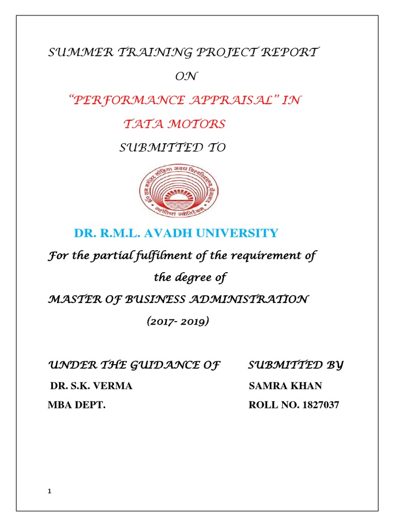 Summer Training Project Report | PDF | Performance Appraisal | Business