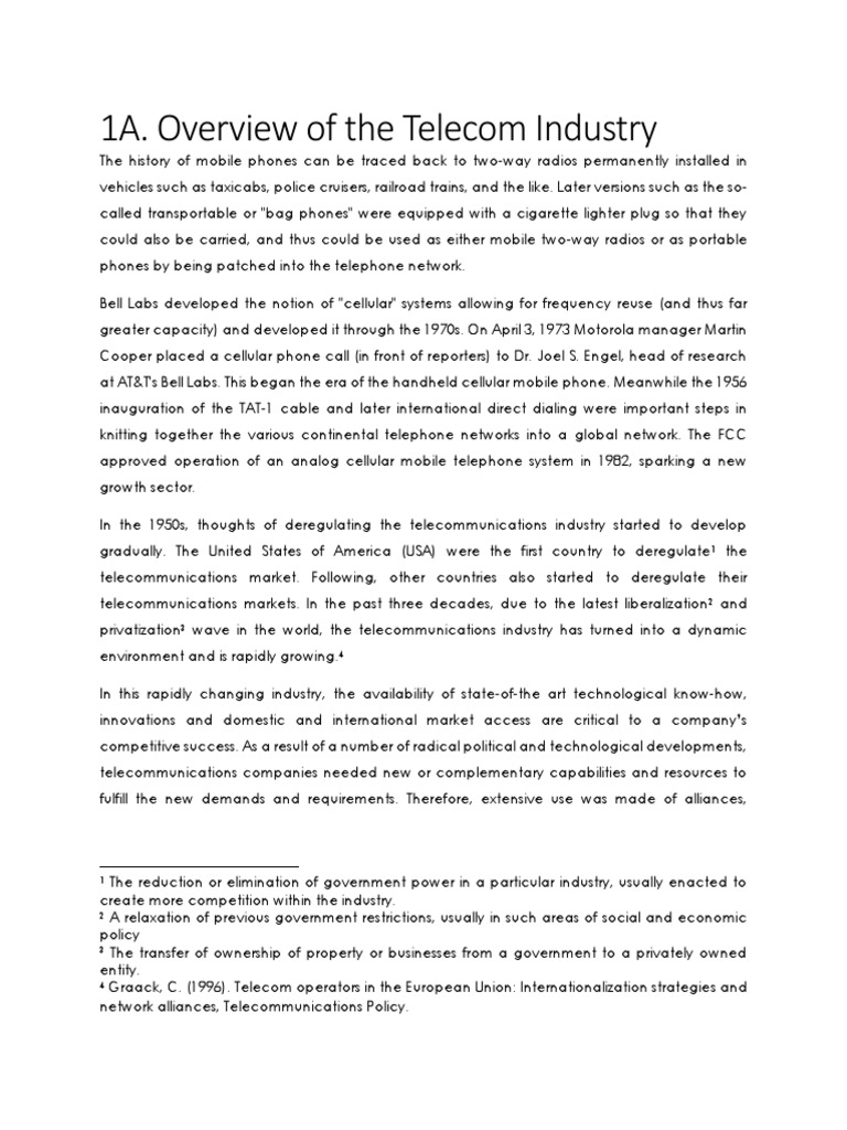 1A. Overview of The Telecom Industry | PDF | Marketing | Telecommunication