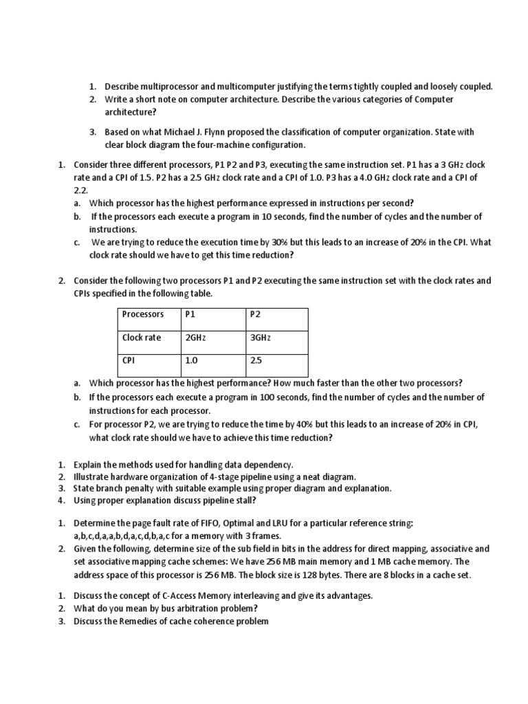 Computer Architecture Questions | PDF | Cpu Cache | Central Processing Unit