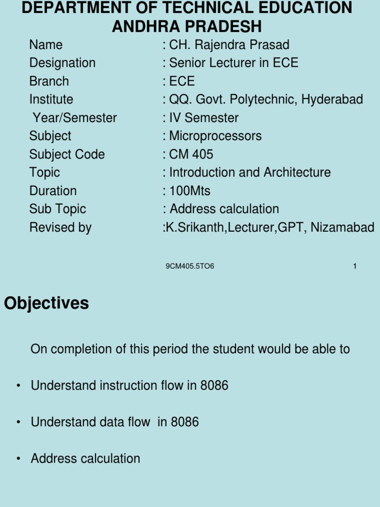 Understanding 8086 Instruction Execution and Address Calculation | PDF ...