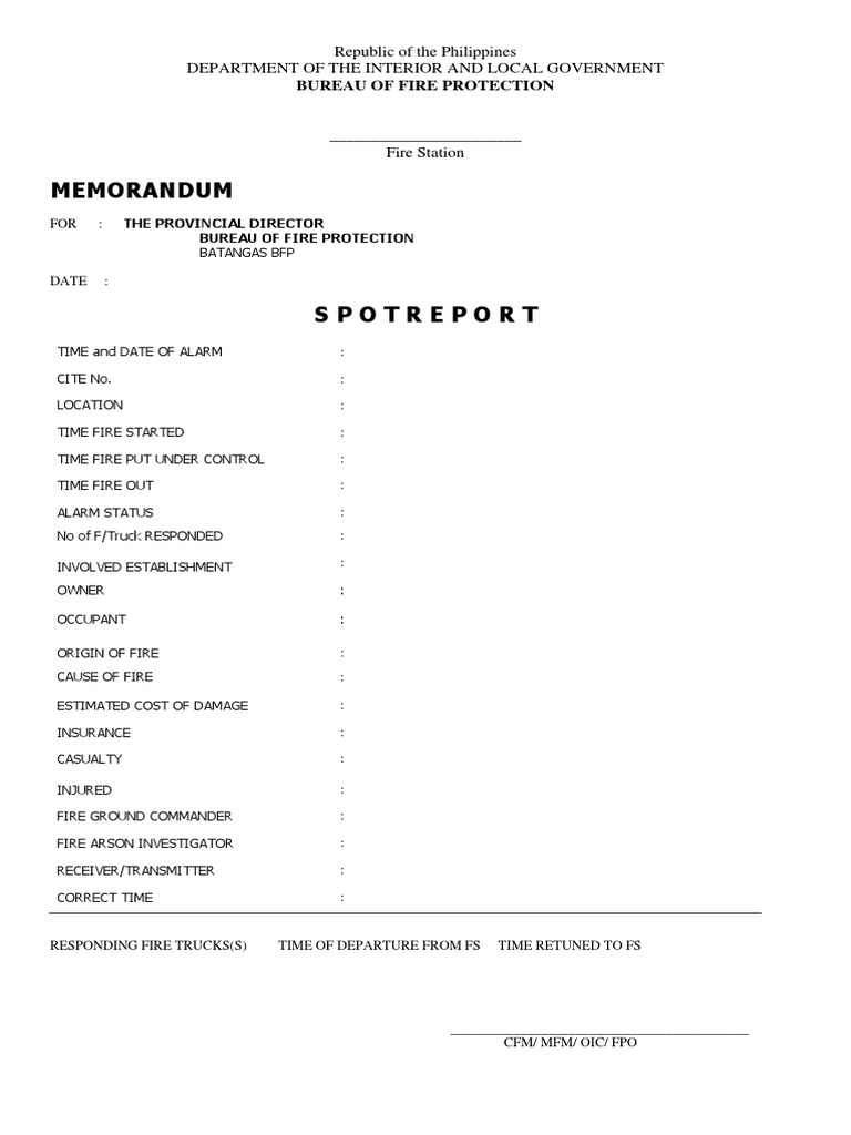Republic of The Philippines Spot Report Format | PDF
