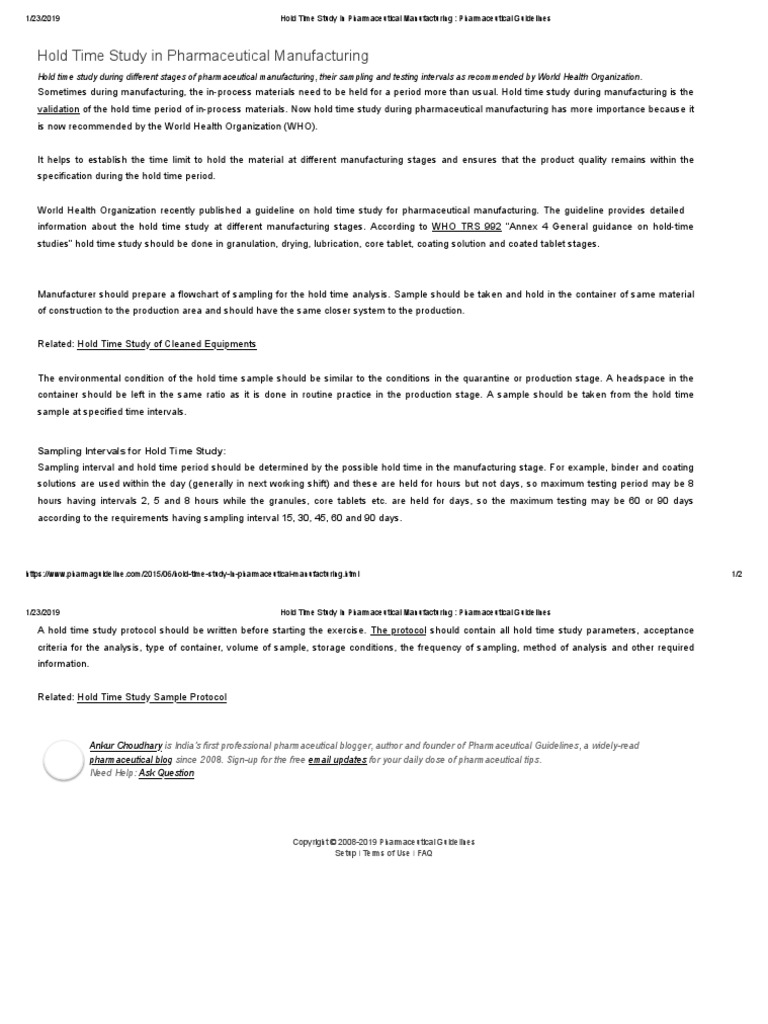 Hold Time Study | PDF | Tablet (Pharmacy)