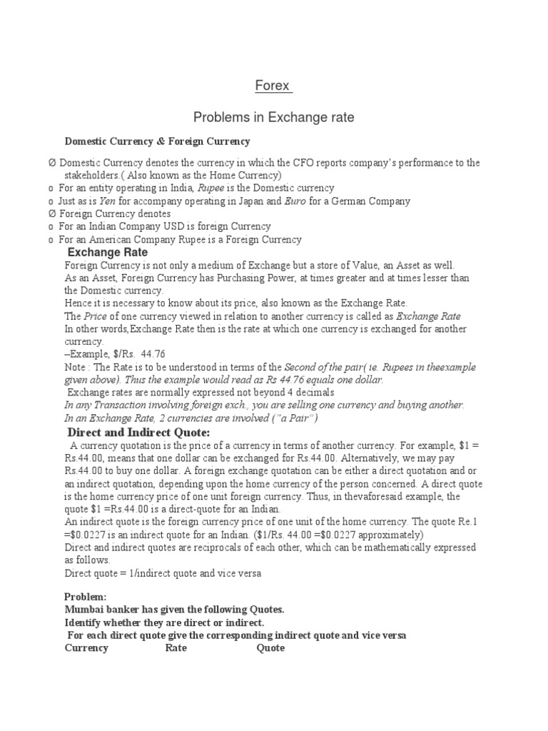 Forex - Problems in Exchange Rate | PDF | Exchange Rate | Foreign ...