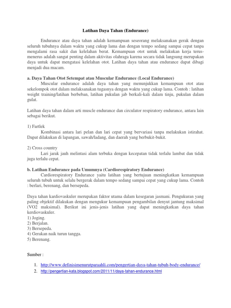 Latihan Daya Tahan dan Endurance | PDF | Kesehatan Holistik
