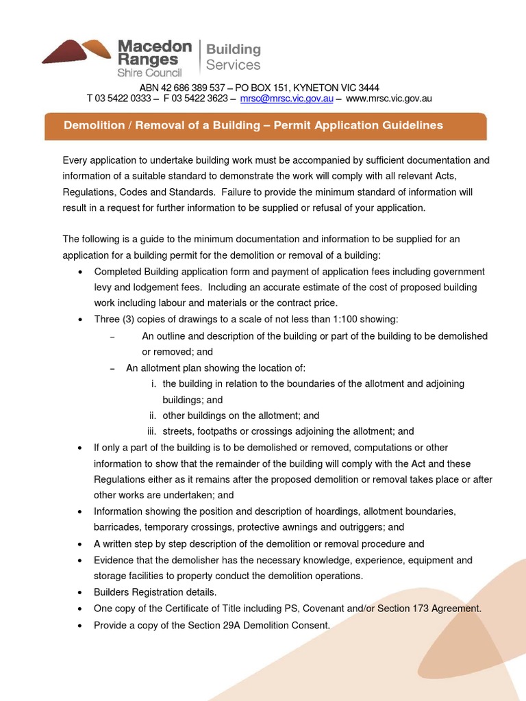 Demolition Permit Application Requirements: Guidelines for Submitting ...