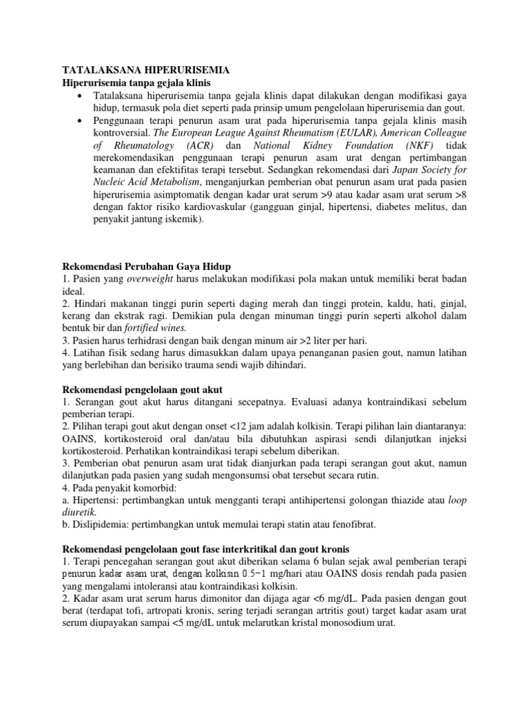 Tatalaksana Hiperurisemia | PDF