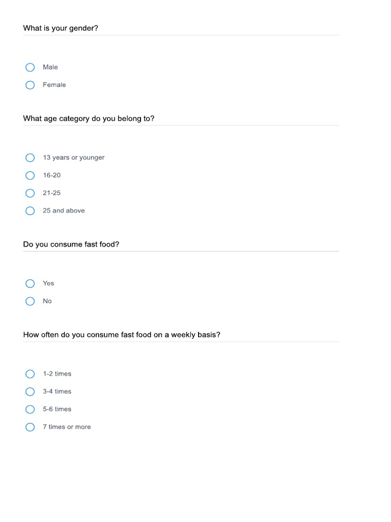 20 Fast Food Survey Questions + Sample Questionnaire Template ...