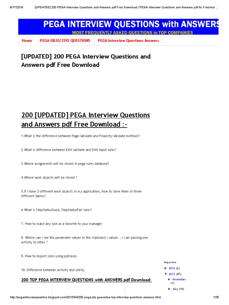 Updated200 Pega Interview Questions | PDF | Class (Computer Programming) | Databases
