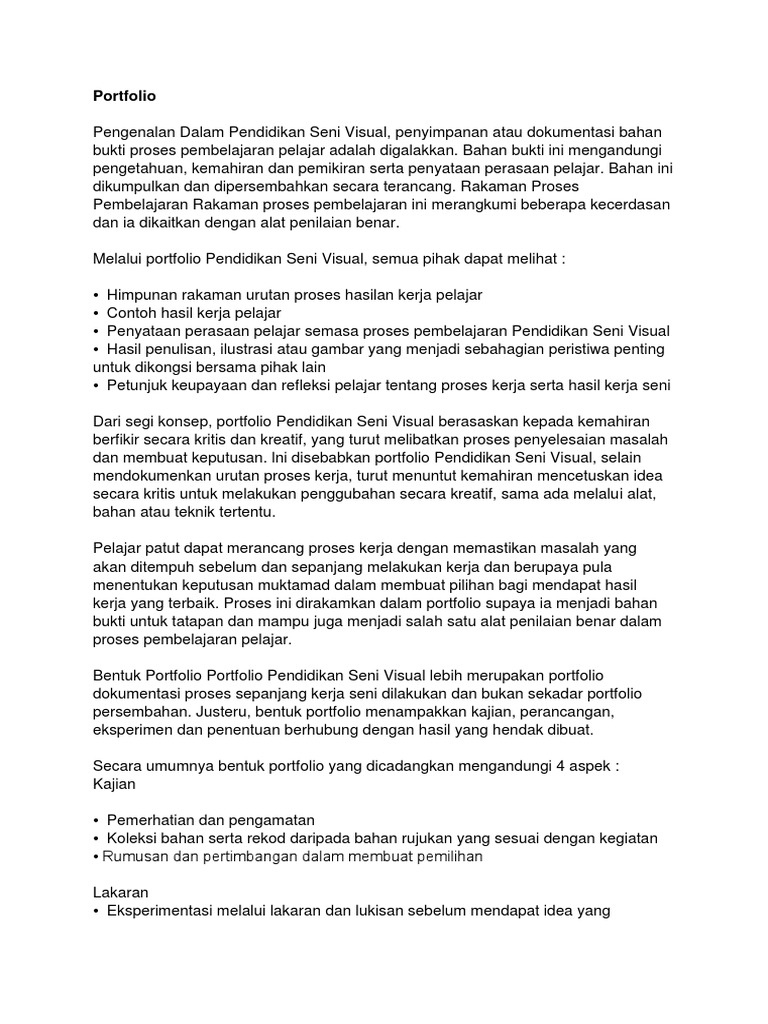 Panduan Membuat Portfolio Seni Visual | PDF | Seni