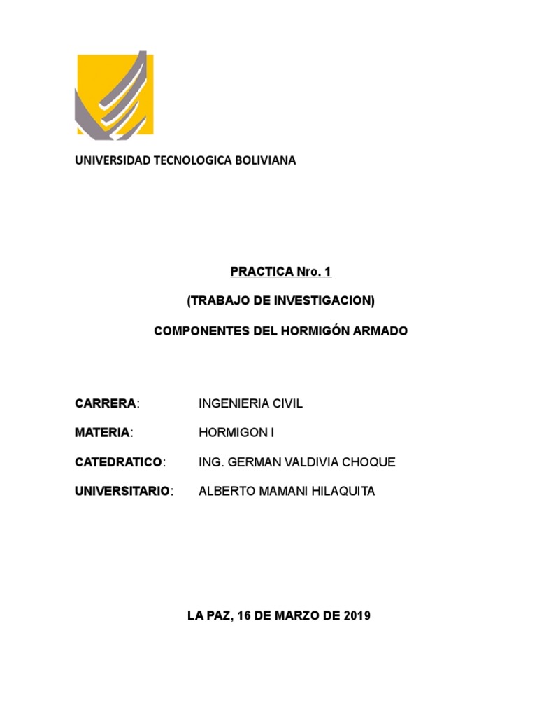 Componentes Del Hormigon Armado | PDF | Hormigón | Cemento
