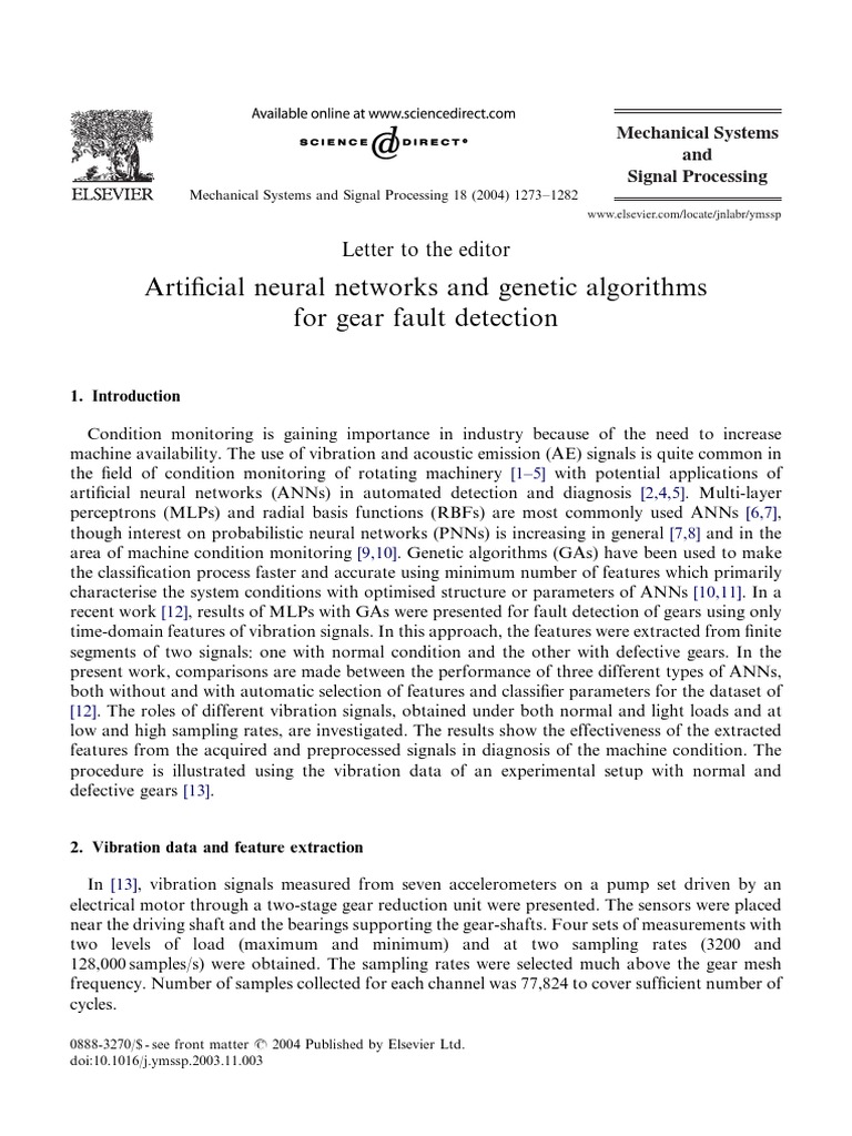 Samanta2004 PDF | Download Free PDF | Artificial Neural Network | Principal Component Analysis